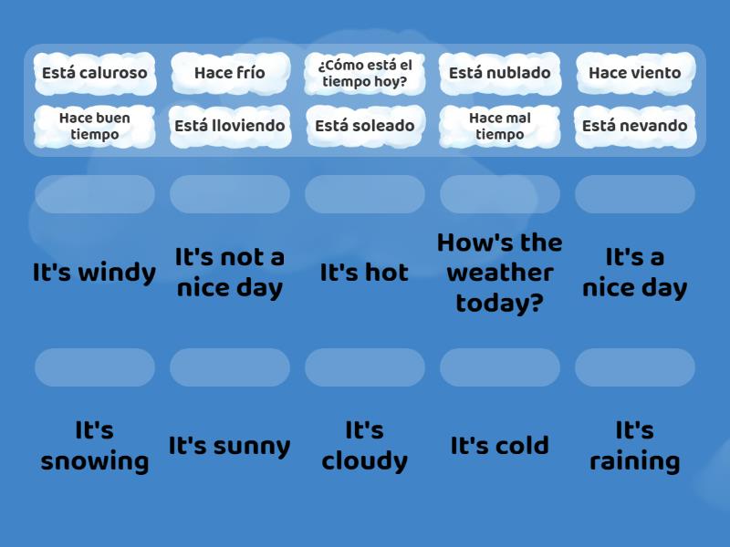 ¿Cómo está el tiempo hoy? - Matching game in Spanish - Match up