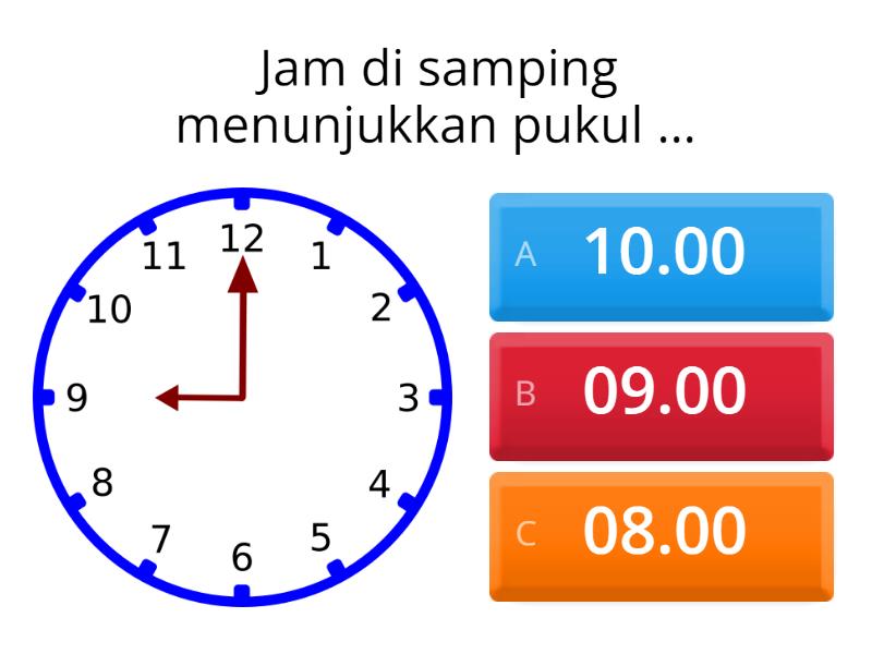 Matematika Jam Kelas 2 membaca dan menentukan waktu - Quiz