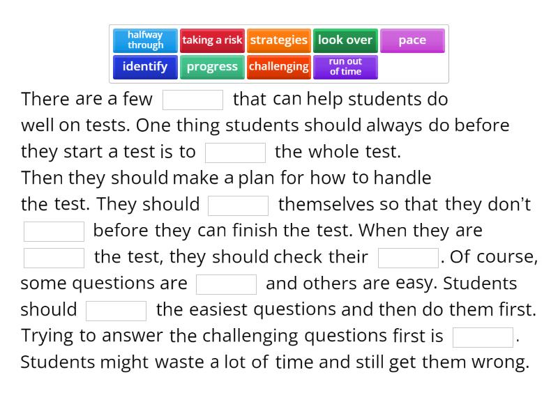 BE - Watch & Speak: Test-Taking Strategies - Complete the sentence
