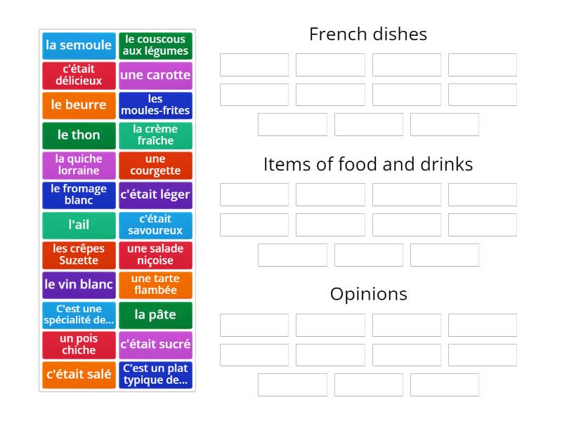 Miam-miam, c'est bon! pages 38 et 39 - Group sort