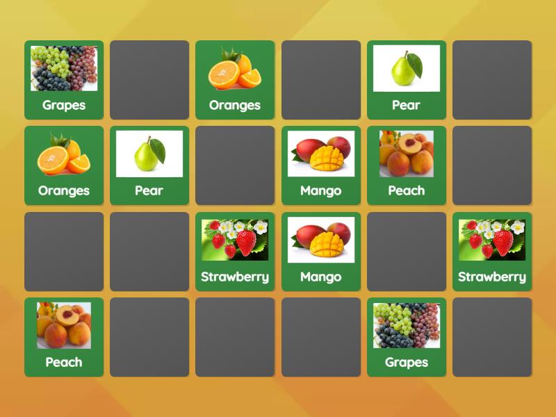 fruits and vegetables - Matching pairs