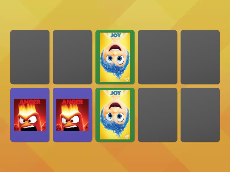 Feelings in the film "Inside Out" - Matching pairs