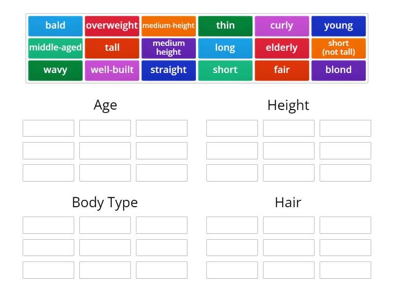 Categorize Appearance & Personality - Group sort