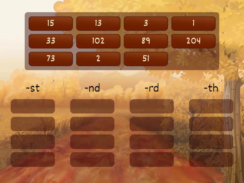 Ordinal numbers - group them with a correct suffixes - Group sort