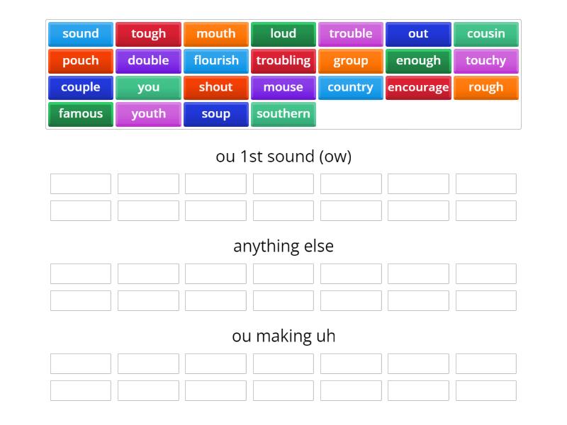 ou making uh and ow - Group sort