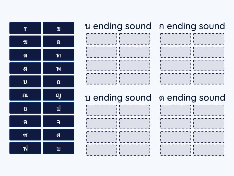 Groups of Ending Consonant Sounds - Group sort