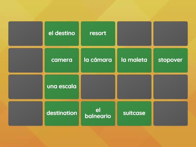 vocabulario de vacaciones - Parejas