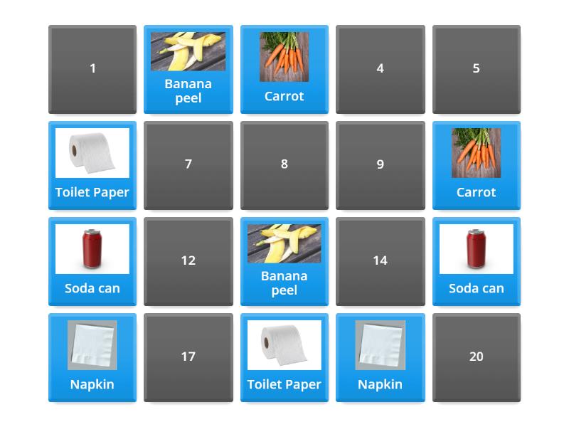 Waste and Reject vocabulary - Matching pairs