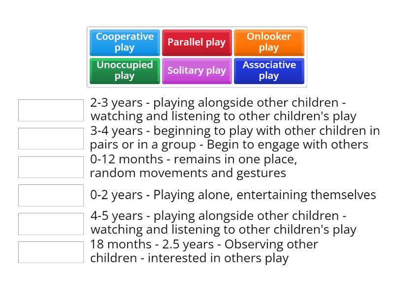 Parten's types of play - Match up
