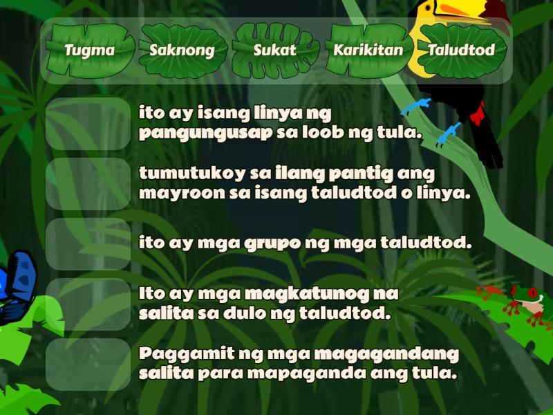 Bahagi ng tula - Match up