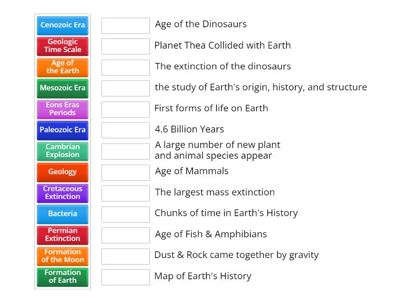 ES Part 1 Early Earth - Match up
