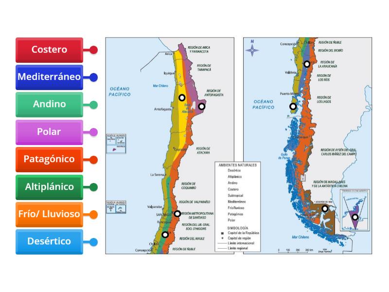 Ambientes naturales de Chile - Diagrama con etiquetas