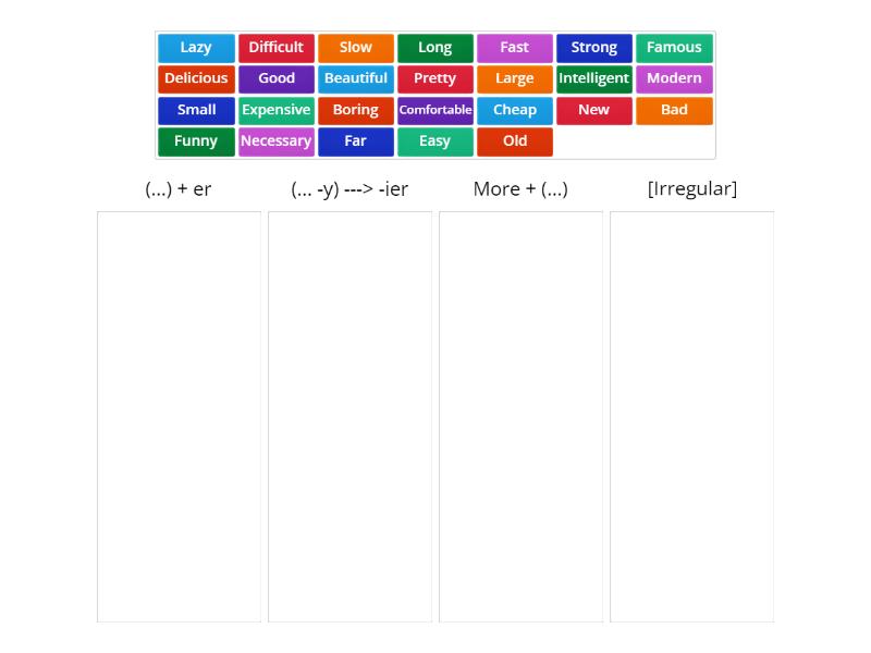 ST3 - Comparative Adjectives - Categorize