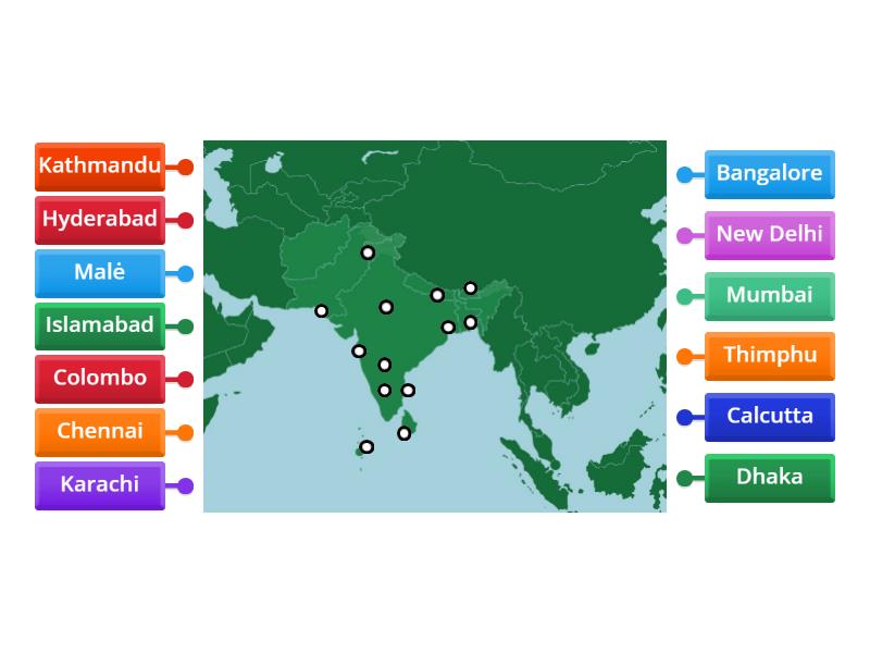 South Asian cities - Labelled diagram