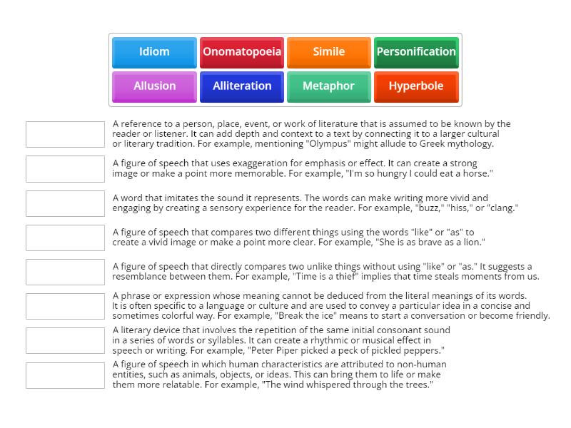 figurative language - Match up