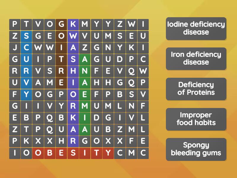 Deficiency Diseases - Wordsearch