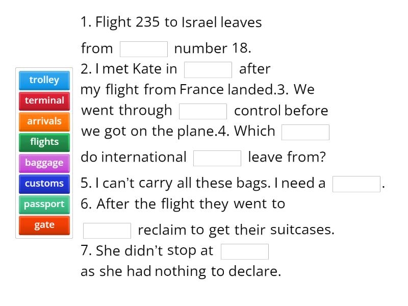 EF PI Unit 3A Airport - complete - Complete the sentence