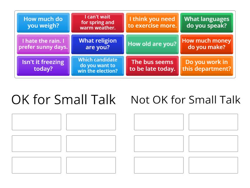 Small talk topics - Group sort