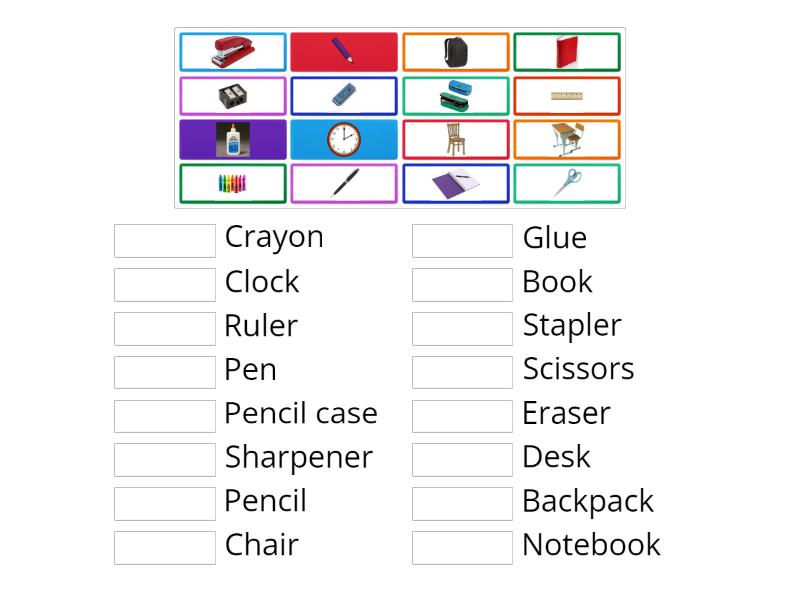Classroom Objects - Match up