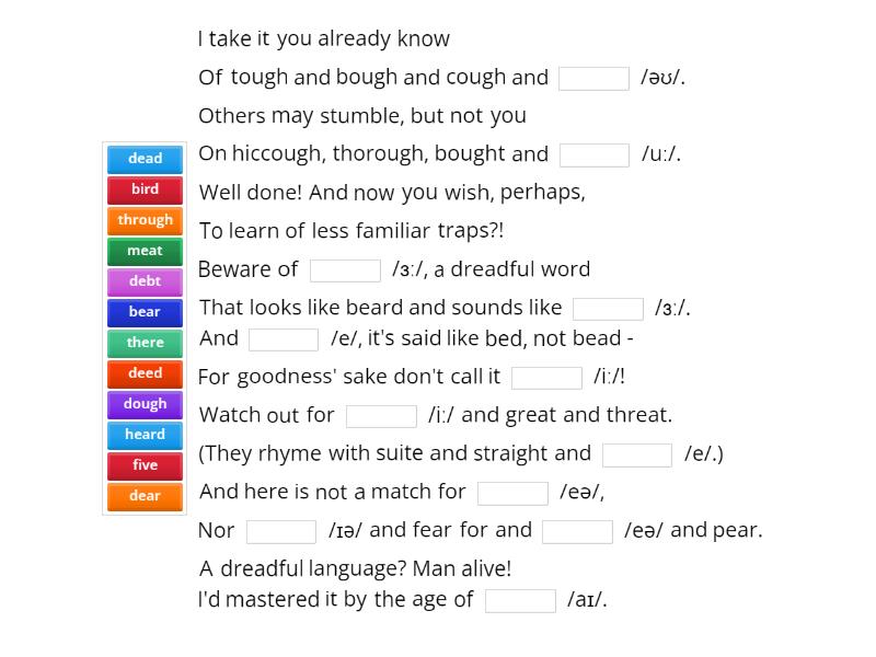 POEM - I take it you already know... - Missing word