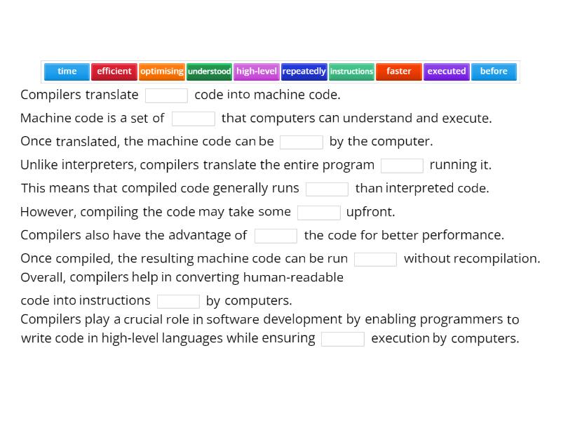 Purpose of Compilers - Complete the sentence
