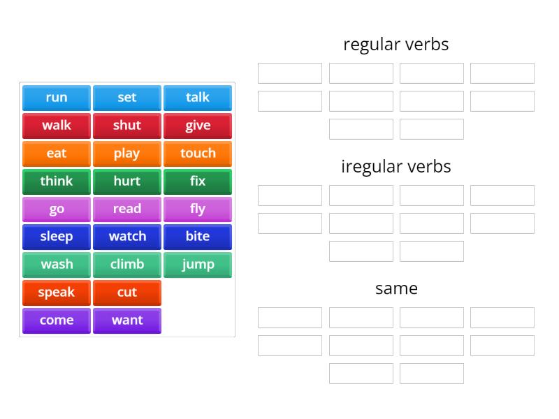 regular and irregular verbs - Ordenar por grupo