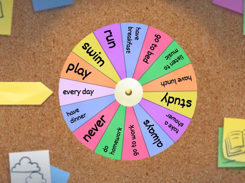 Make sentences using routine verbs! - Random wheel