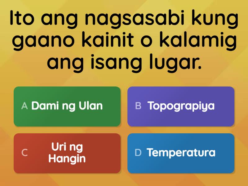 Mga salik ng Klima - Quiz