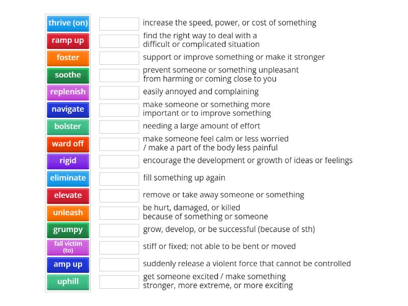 vocabulary Olga 2 - Match up