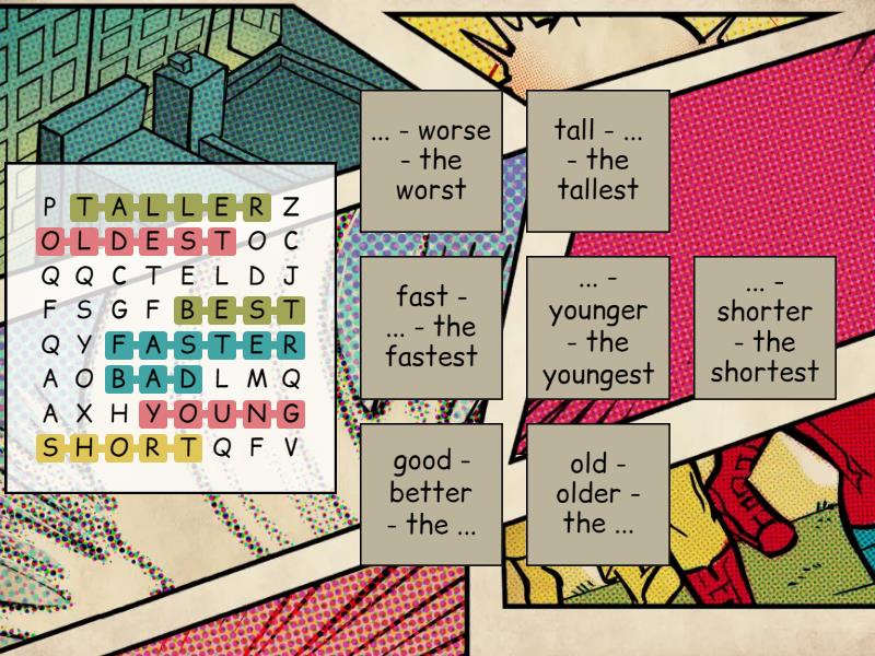 Adjectives - Comparative and Superlative: - Wordsearch