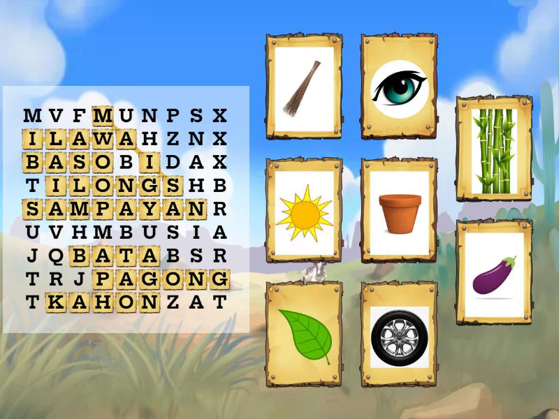 Hanapin ang salitang kasingtunog ng mga larawan. - Wordsearch