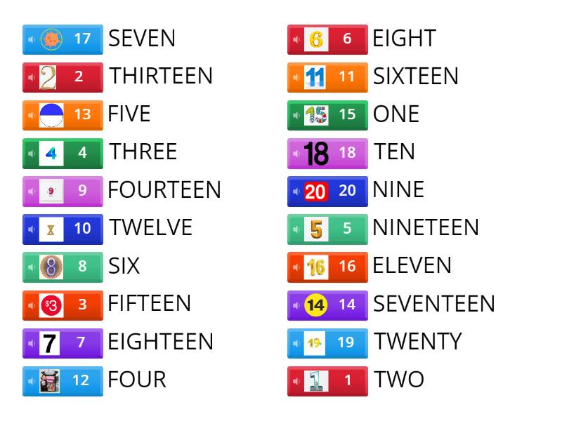 NUMBERS 1-20 - Unscramble