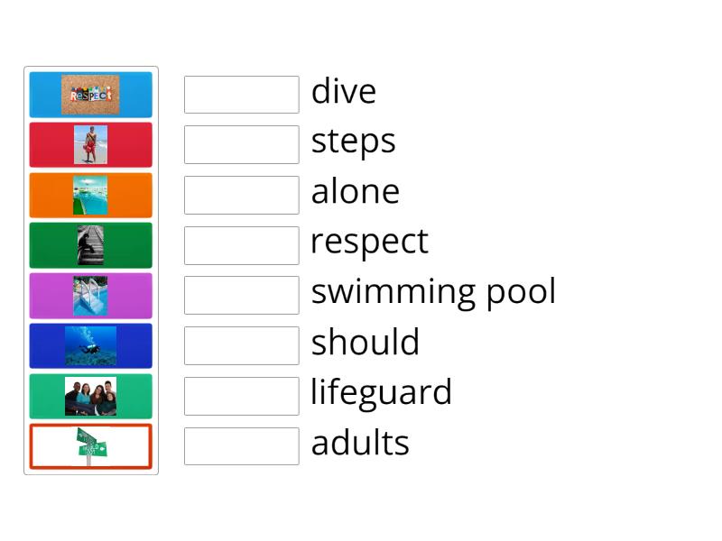 British Council - reading At the swimming pool (vocabulary) - Match up