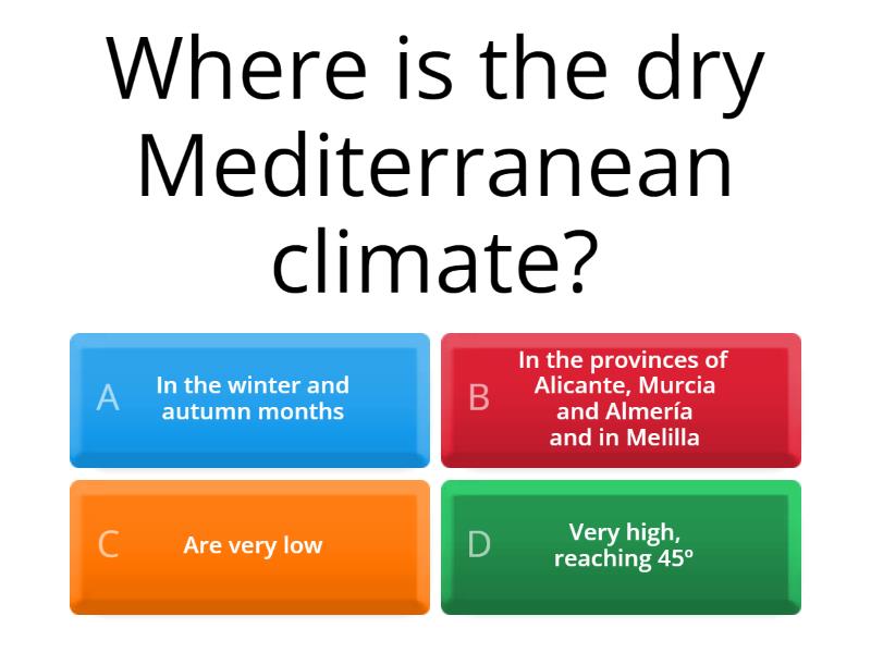 Dry mediterranean climate - Quiz