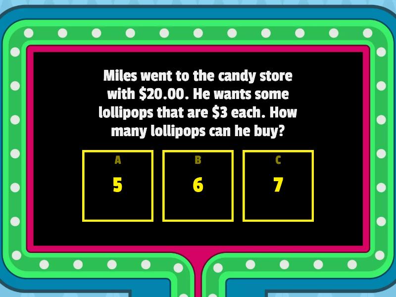 Multiplication & Division Word Problems - Gameshow quiz