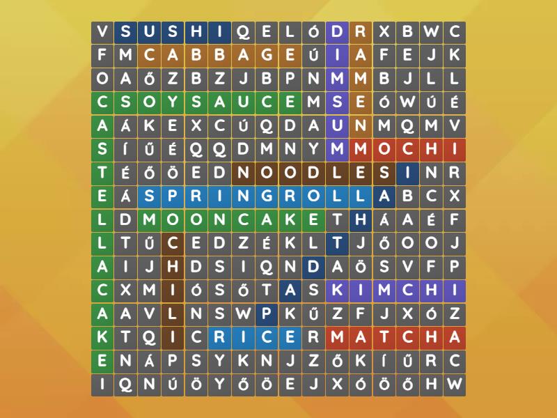 Asian dishes - Wordsearch