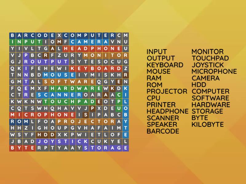 COMPUTER PARTS - Wordsearch