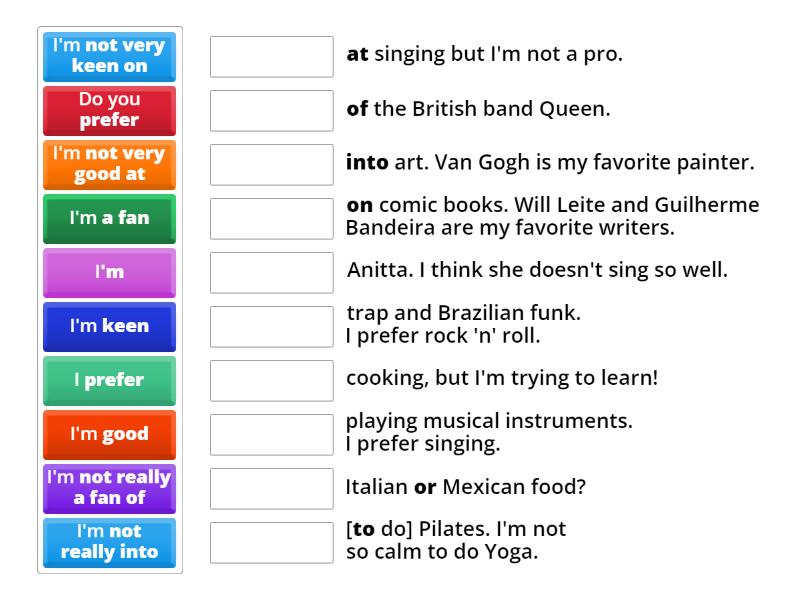 Preferences / Likes & Dislikes / Abilities - Match up