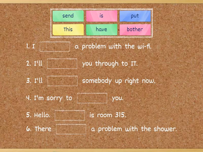 Calling Reception - Complete the sentence
