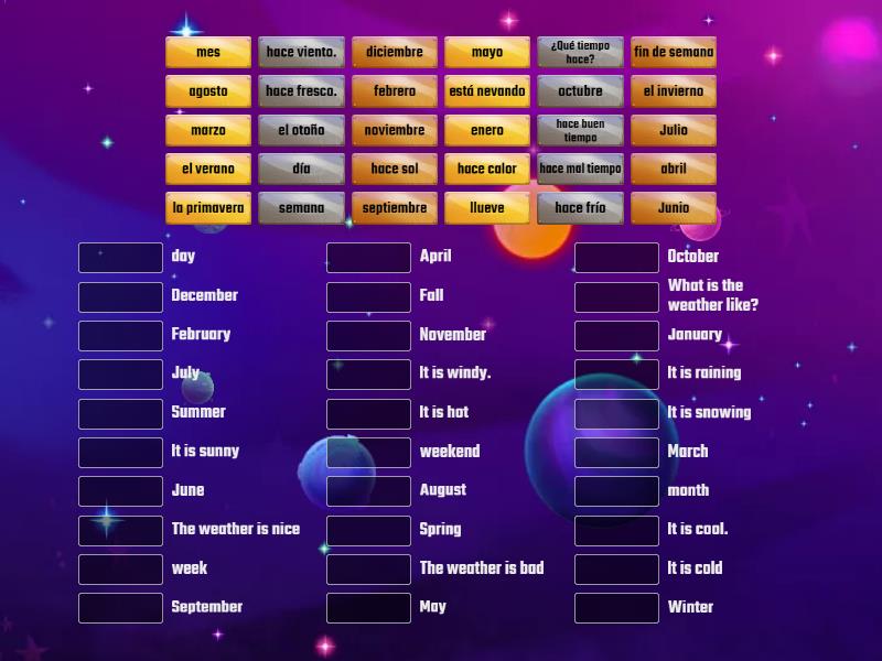 El Calendario y El Clima - Permainan Pencocokan