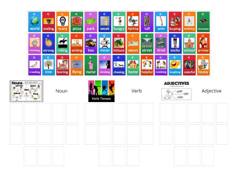 Noun, Verb, Adjective Sort - Group sort