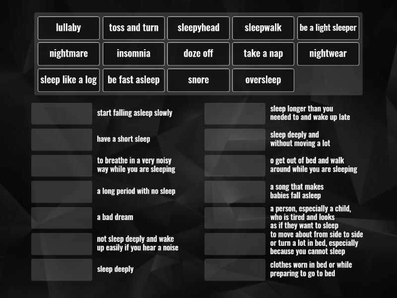 Sleep words - Match up