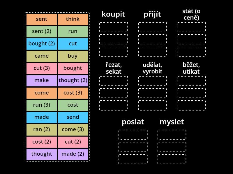 P2 - Unit 3 - irregular verbs 5 - Group sort
