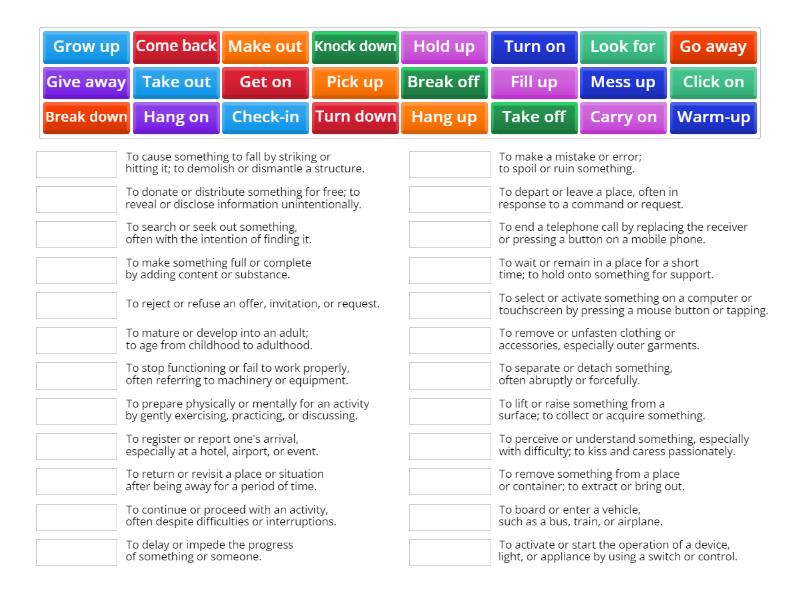 Phrasal verbs - Match up
