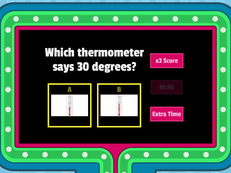 Reading a thermometer - Gameshow quiz