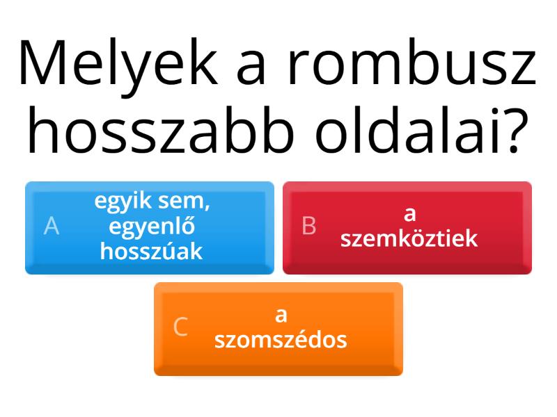 Rombusz tulajdonságai 6.osztály - Quiz