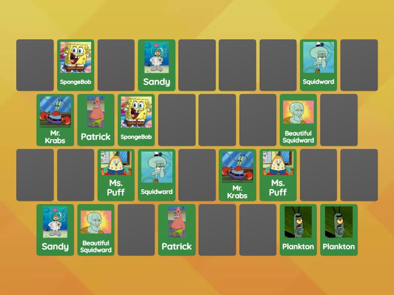 CAB. SpongeBob Memory Game - Matching pairs
