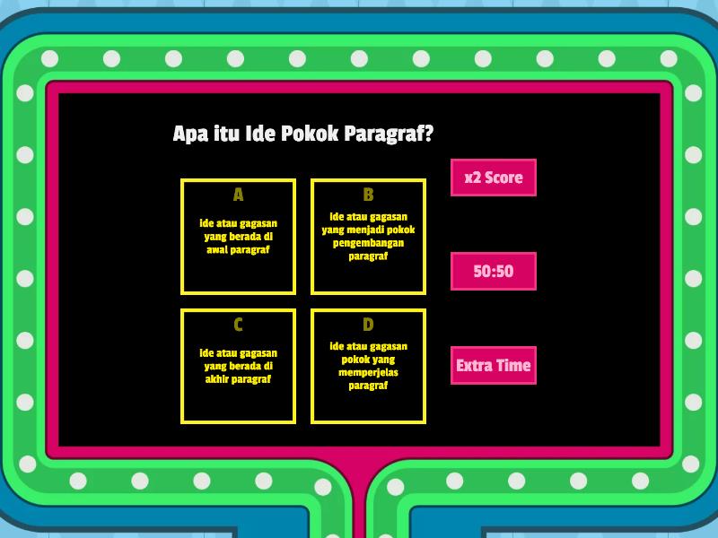 Pre-Test Ide Pokok Paragraf - Gameshow quiz