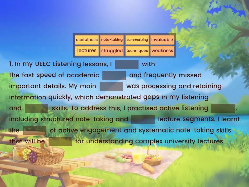 Unit 9 Sample Responses of Reflective Writing - Complete a frase