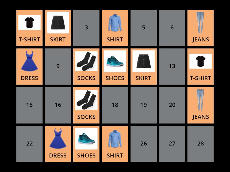 Memory game - Clothes - Matching pairs